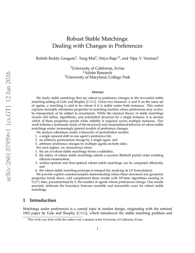 Robust Stable Matchings: Dealing with Changes in Preferences ...